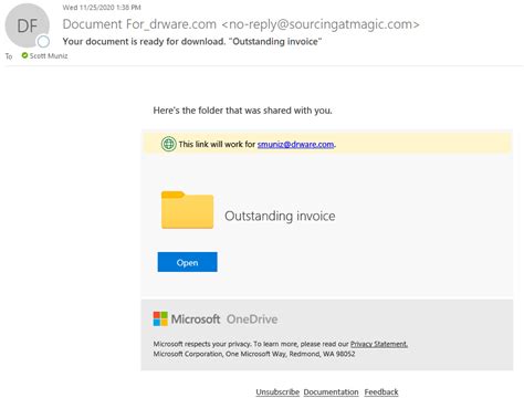 Warning Dangerous Onedrive Phishing Scam Dr Ware Technology Services Microsoft Silver Partner