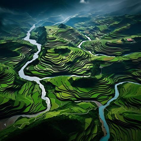 Nature Aerial Landscape Photography Premium Ai Generated Image