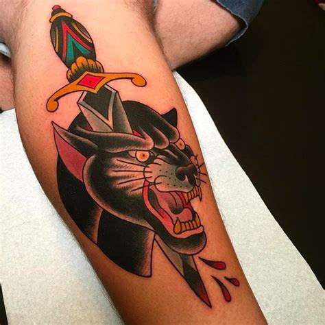 Panther Head Dagger Tattoo