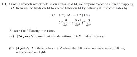 Solved P Given A Smooth Vector Field X On A Manifold M We Chegg