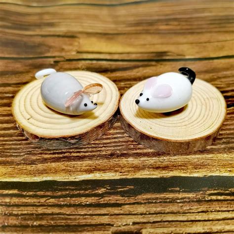 Handcrafted Glass Miniature Mouse Sculpture Cute Animal Art Piece