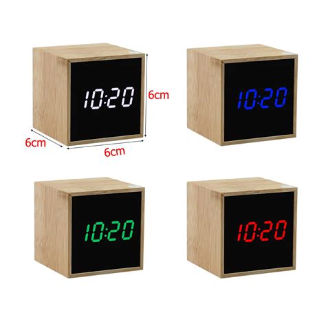 Деревянный цифровой зеркальный будильник светодиодный дисплей Температура цифровые часы