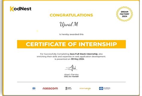 Ujwal Manjunath On Linkedin Kodnest Javafullstack Internship