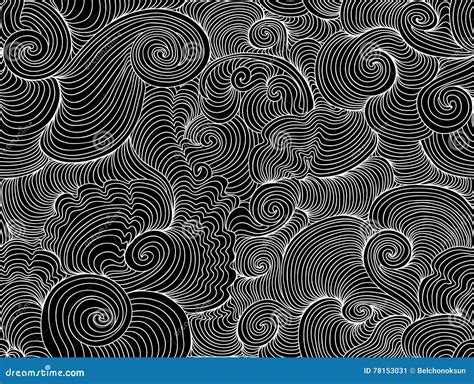 Beautiful Abstract Vector Decorative Seamless Pattern With Curling Waving Lines Stock Vector