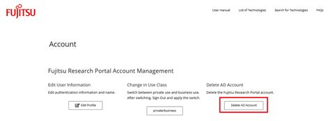 Deleting An Account Documents Fujitsu Research Portal