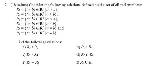 Solved Consider The Following Relations Defined On The Set