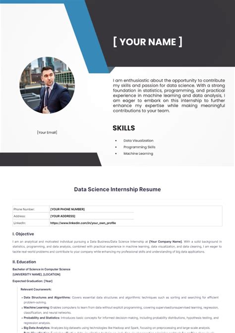 Free Data Science Internship Resume Template Edit Online And Download