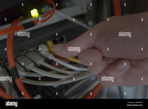 Rack Mounted Servers In A Server Room Close Up Stock Photo Alamy