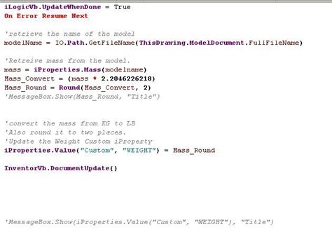 Solved Assembly Weight In Idw Using Ilogic Autodesk Community