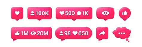 Premium Vector Social Media Notification 3d Red Speech Bubble Buttons With Heart Like Comment