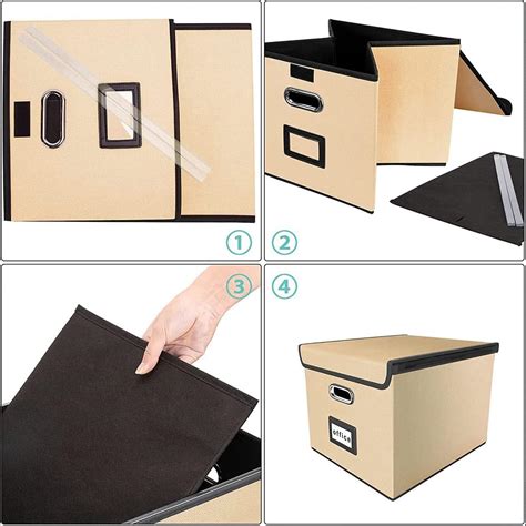 Okydoky Portable File Organizer Box With Lids Collapsible Linen Hanging Filing Storage Boxes
