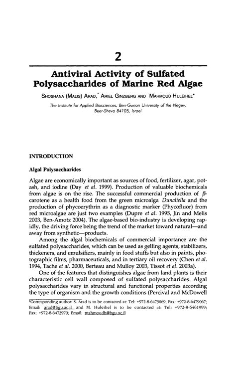 Pdf Antiviral A Ctivity Of Sulfated Polysaccharides Of Marine Red Algae