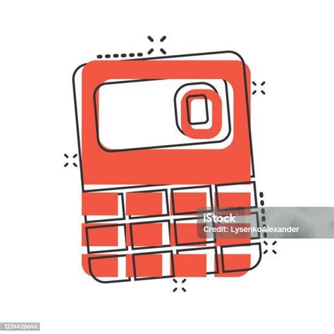 만화 스타일의 계산기 아이콘입니다 흰색 고립 된 배경에 만화 벡터 그림을 계산합니다 계산 스플래시 효과 비즈니스 개념입니다 건강관리와 의술에 대한 스톡 벡터 아트 및 기타