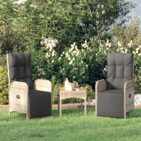 Vidaxl Patio Reclining Chairs With Cushions 2 Pcs Poly Rattan Gray 2