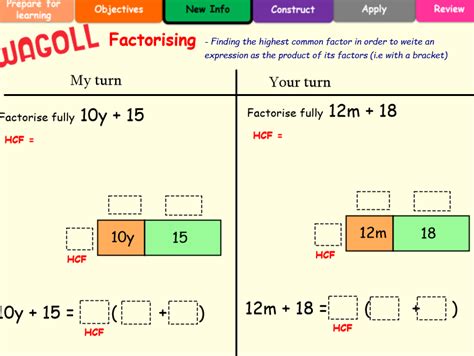 Factorising Single Brackets Using Bars Teaching Resources