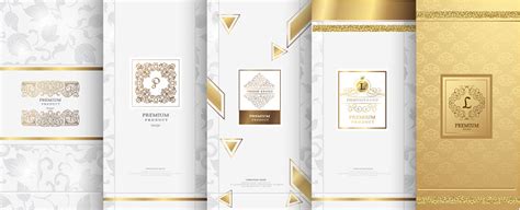 디자인 요소 레이블 아이콘 포장 고급 제품의 디자인에 대 한 프레임의 컬렉션입니다 황금 호 일로 만든 흰색 배경에 고립 벡터 일러스트 레이 션 0명에 대한 스톡 벡터 아트