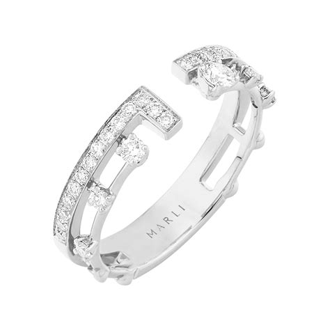 Marli New York 18 Karat Gold And Diamond Avenues Index Ring For Sale At