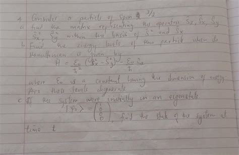 Consider a particle of spin 柔 a find the matrix Chegg com