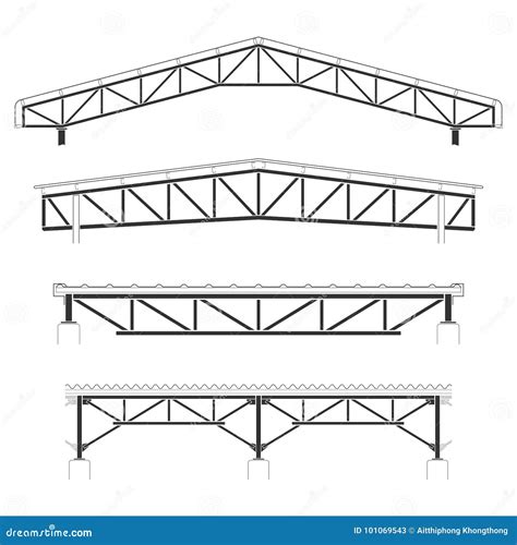 Roofing Building Steel Frame Cover Roof Truss Basic Components Of A Roof Truss Vector