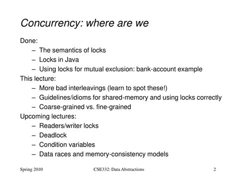 Ppt Cse Data Abstractions Lecture Programming With Locks And