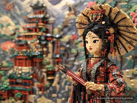 Ai创作图纸扎人物 格格人偶 纸扎艺术 彩塑红娘 戏文纸扎 纸扎戏人 纸扎技艺 古装彩塑 积木作品 京娘雕像 面塑非遗 纸扎彩绘 纸扎手艺