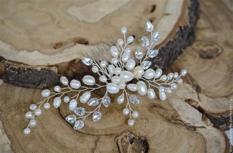 Среднего размера гребень с натуральным жемчугом и стразами в интернет магазине на Ярмарке