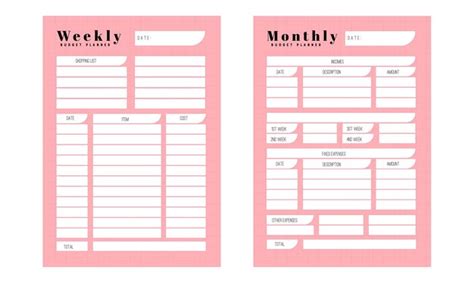 귀여운 녹색 월간 예산 계획 템플릿 프리미엄 벡터