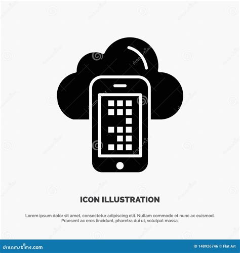 Cloud Computing Mobile Cell Solid Black Glyph Icon Stock Vector