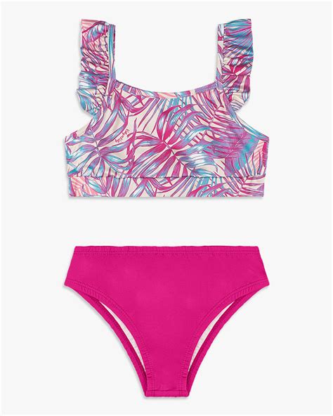 Biquíni Infantil Top Com Babado E Calcinha Kely Kety Rosa