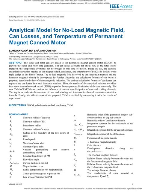 Pdf Analytical Model For No Load Magnetic Field Can Losses And Temperature Of Permanent