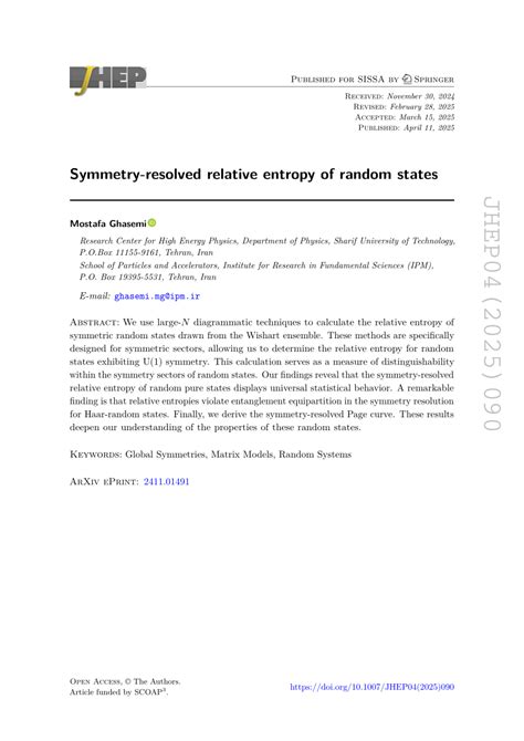 Pdf Symmetry Resolved Relative Entropy Of Random States