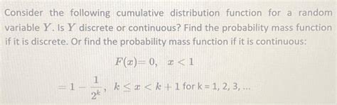 Solved Consider The Following Cumulative Distribution