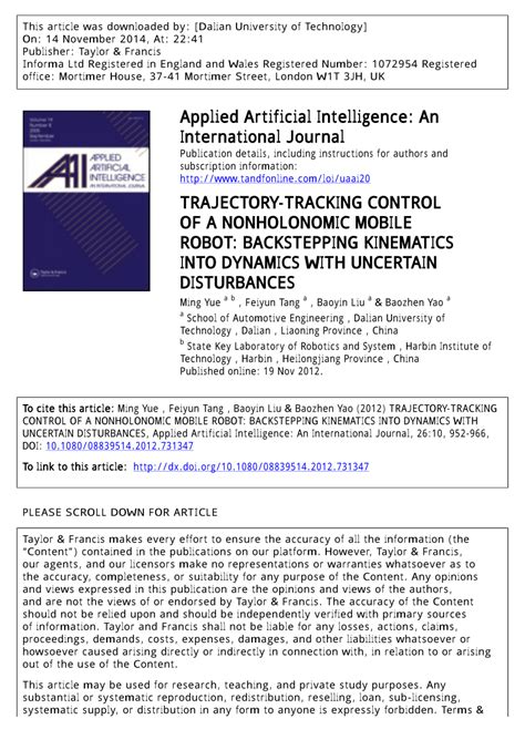 Pdf Trajectory Tracking Control Of A Nonholonomic Mobile Robot