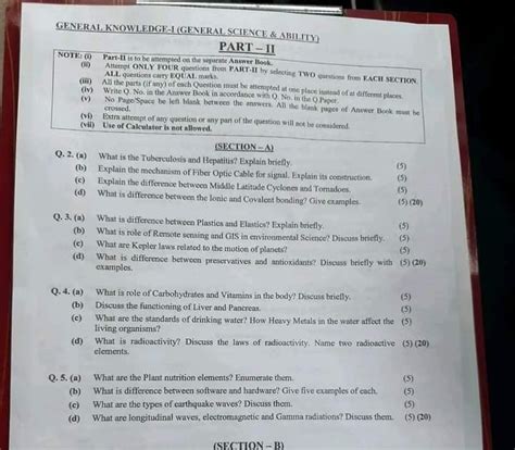 Css 2024 Paper For General Knowledge I General Science And Ability