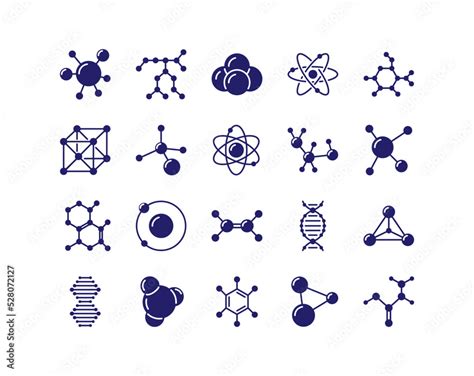 Chemical Icons Molecular Formula Structure Molecule Pictogram Bio Protein Logo Dna And Atom