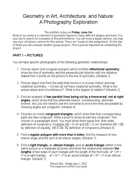 Geometry In Art Assignment 2018 Pdf Rectangle Triangle