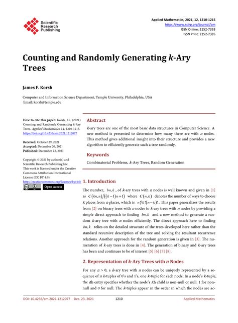 Pdf Counting And Randomly Generating K Ary Trees