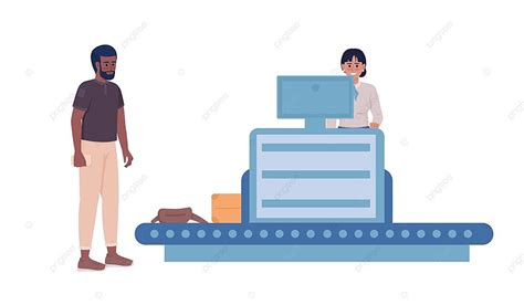 Flat Vector Characters Of A Man Undergoing Security Checkpoint