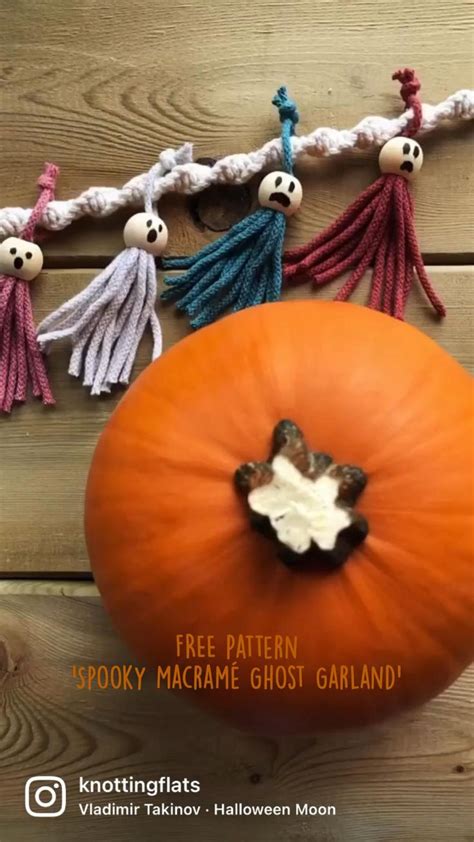 free pattern spooky macramé ghost garland