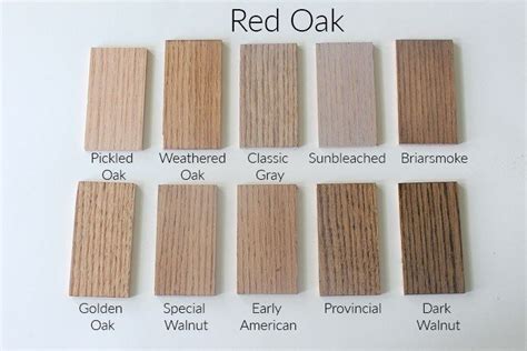 How 10 Different Stains Look On Different Pieces Of Wood Within The Grove Red Oak Wood Oak