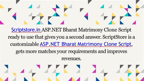 PPT Best Asp Net Bharat Matrimony Clone Script WEBSITE SCRIPTS