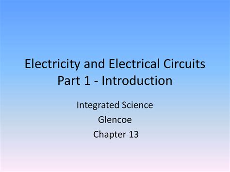 Electricity And Electrical Circuits Powerpoint