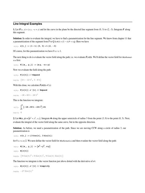Line Integral Examples Pdf Integral Theoretical Physics
