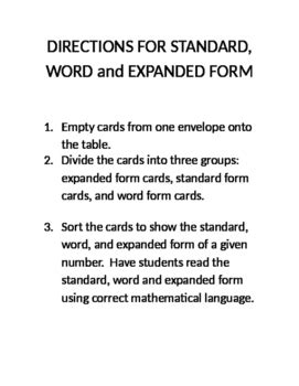 DECIMAL MATCHING CENTER Standard And Expanded Form Match By FergTeaches