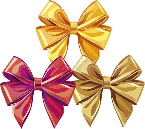 Three Decorative Bows With Glossy Finish For Celebration Themes Stock