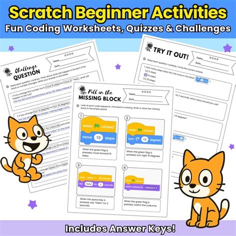 Scratch Coding Worksheets And Activities For Grades 36 Tpt