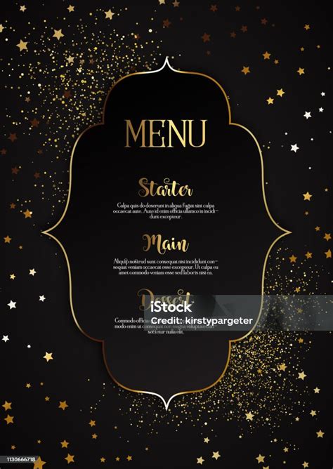 Desain Menu Yang Elegan Ilustrasi Stok Unduh Gambar Sekarang Bentuk Bintang Berwarna Emas
