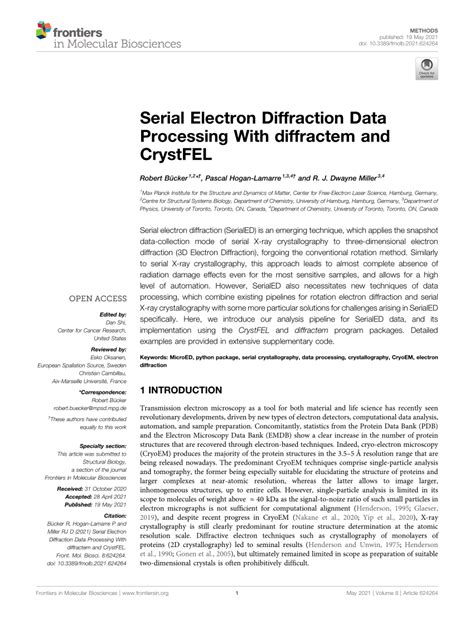 Pdf Serial Electron Diffraction Data Processing With Diffractem And
