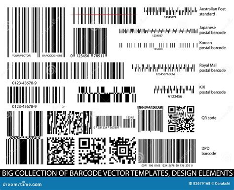 Barcode Templates Vector Set Stock Vector Illustration Of Postal Identification 82679168