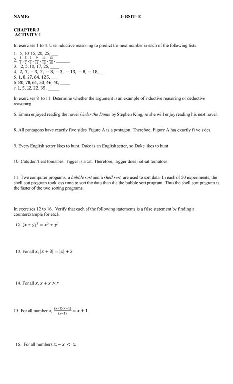 chapter 3 activity 1 103240 name i bsit e chapter 3 activity 1 in